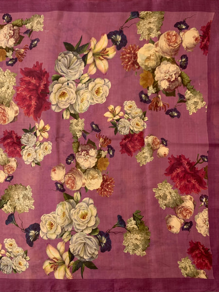 Second Skin I Tussore Printed Saree Dark Onion-Pink In Colour